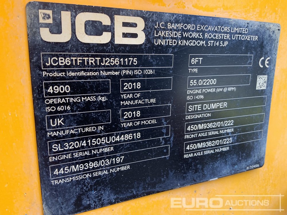 2018 JCB 6TFT | Leeds | Euro Auctions